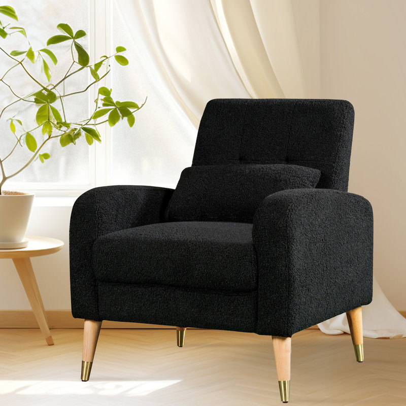 George Oliver Mid Century Modern Accent Chair Upholstered Armchair For Living Room Bedroom Wayfair